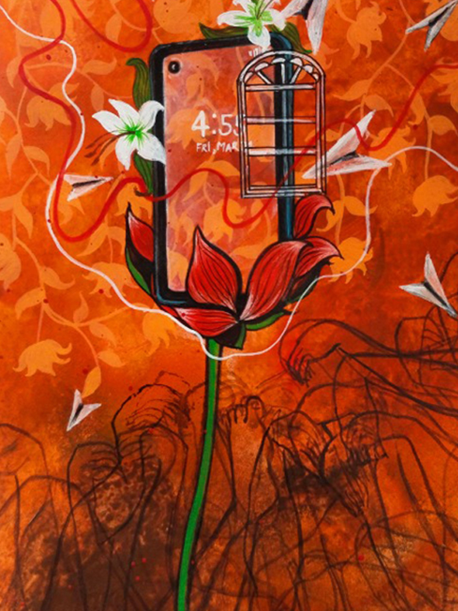 Bungalow Rose Conversations - Abstract | Mix Media On Paper | By Shivam Goyal | Wayfair